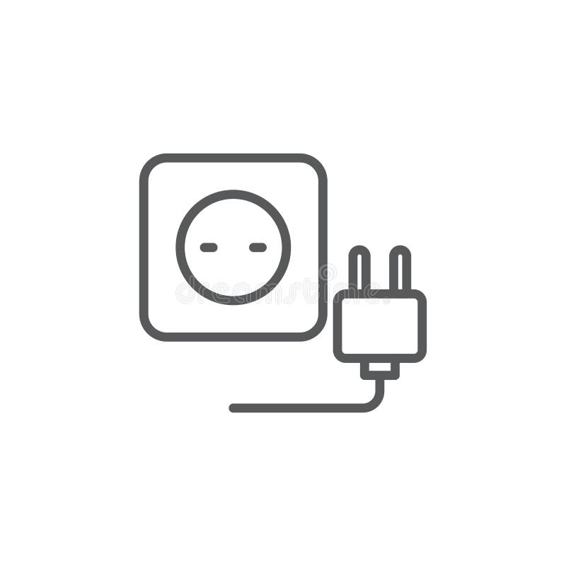 Plug Socket Vector Icon Symbol Isolated on White Background Stock ...