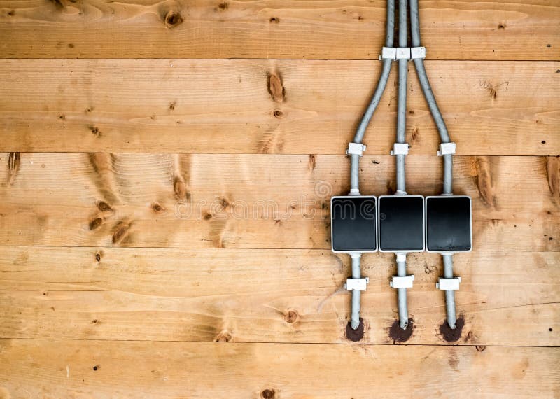 Plug Sockets on the Plank Wall Stock Photo - Image of concrete, estate ...