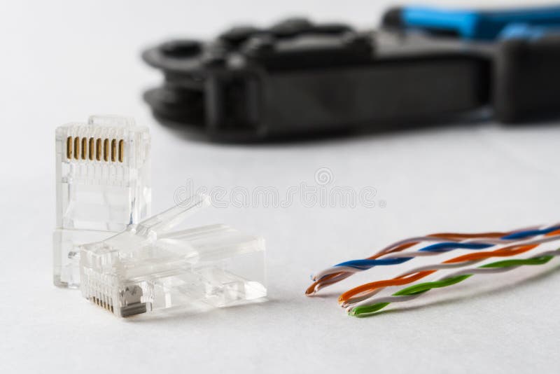 Plug To Connect the Internet. Plug RJ45. Stock Photo - Image of email ...