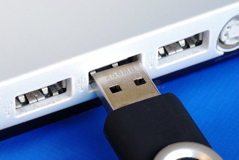Plug the USB Jump Drive To a Laptop Stock Photo - Image of device ...