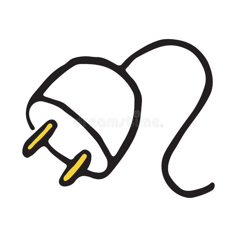 Plug with Wire Hand Drawn Outline Doodle Icon Stock Vector ...