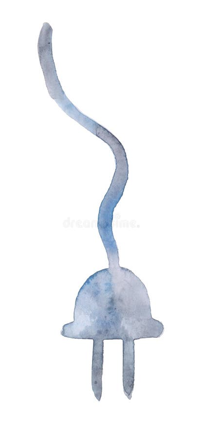 Plug with Wire. Watercolor Hand Drawn Illustration Stock Illustration ...