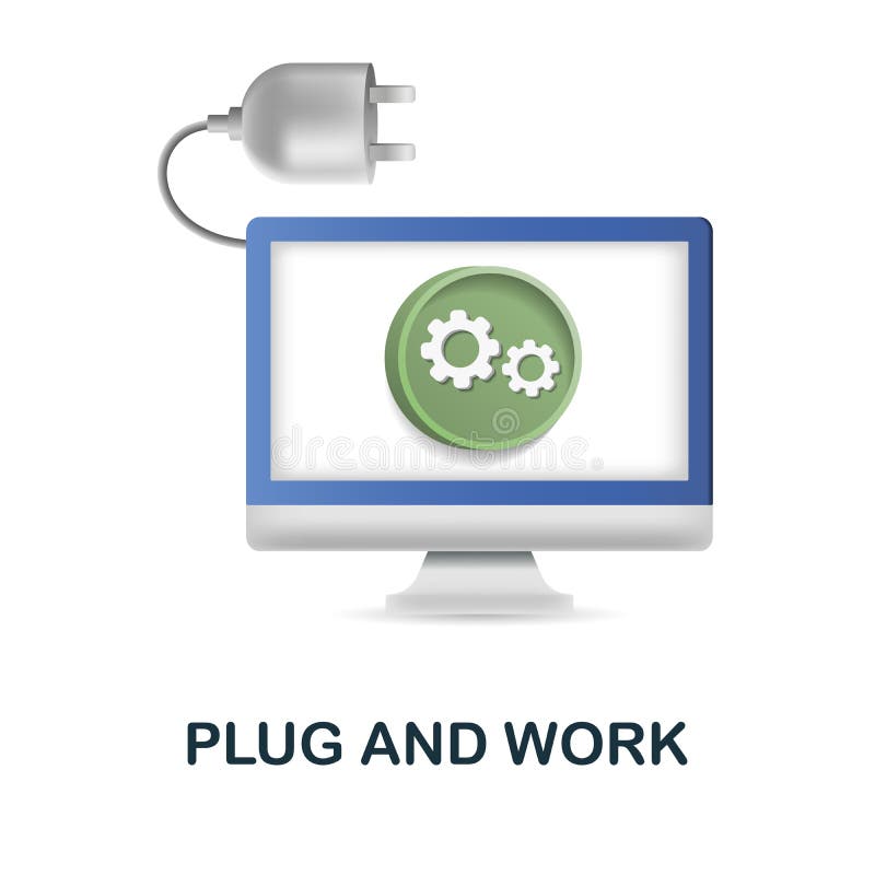 Plug and Work Icon. 3d Illustration from Digitalization Collection ...