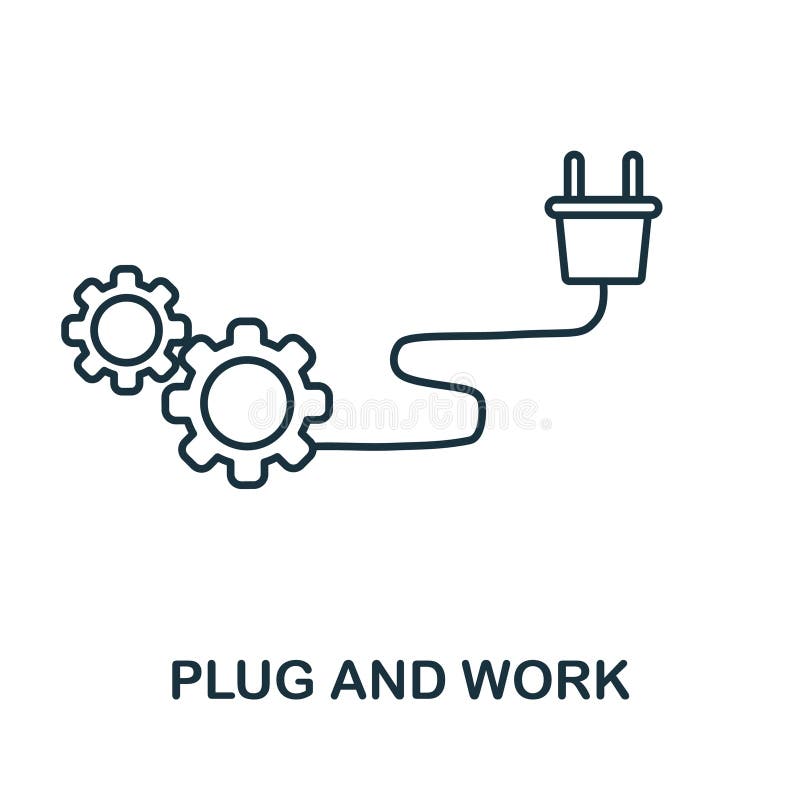 Plug and Work Icon. Monochrome Simple Sign from Digitalization ...