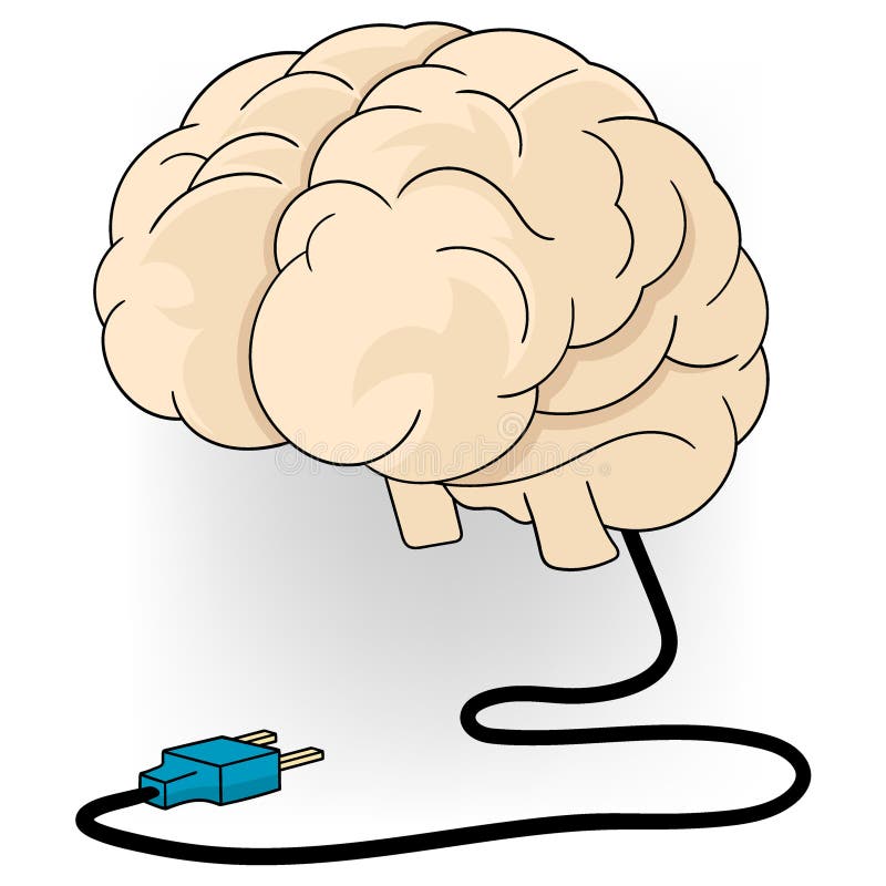 Plugged-in Brain Cartoon Illustration Stock Illustration - Illustration ...