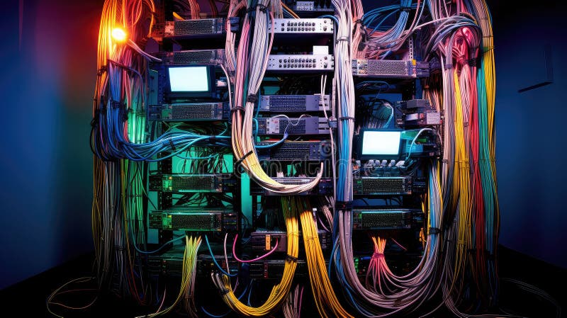 Plugged Silver Back of Computer Stock Illustration - Illustration of ...