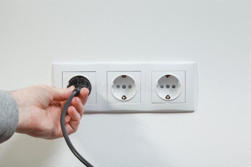 Plugging Electrical Cable To Socket Stock Image - Image of efficiency ...