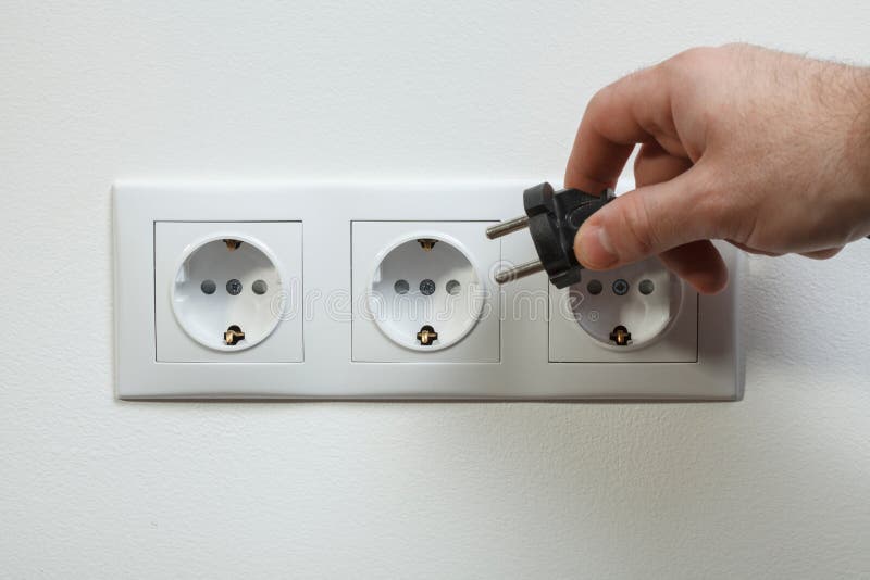 Plugging Electrical Cable To Socket Stock Image - Image of contact ...