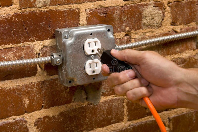 Plugging in an Extension Cord Stock Image - Image of outlet ...