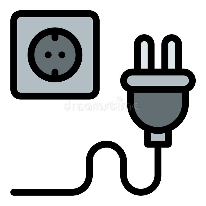 Plugging Icon Flat Line Style Illustration Representing Connecting an Electrical Device To a ...