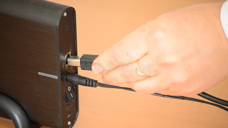 Plugging in and Turning on External Hard Drive Stock Video - Video of ...