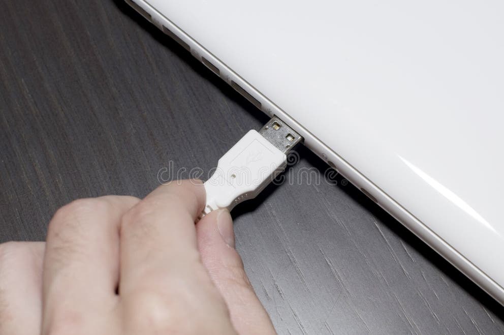 Plugging an USB stock image. Image of connector, connection - 33263343