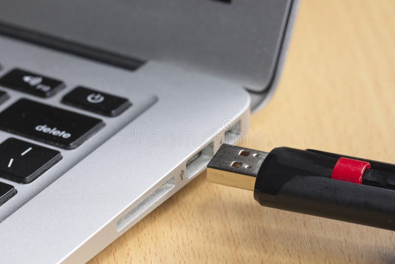 Plugging in a USB stick stock image. Image of hardware - 270079327