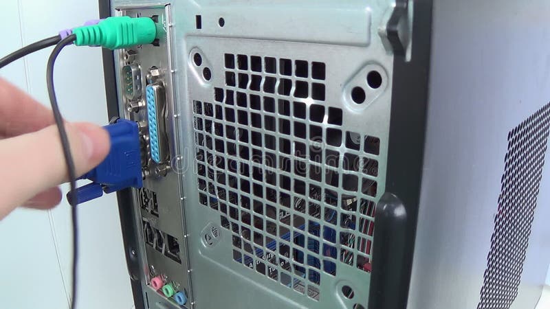 Plugging a VGA Cable To Video Card on a Desktop PC. Stock Video - Video ...