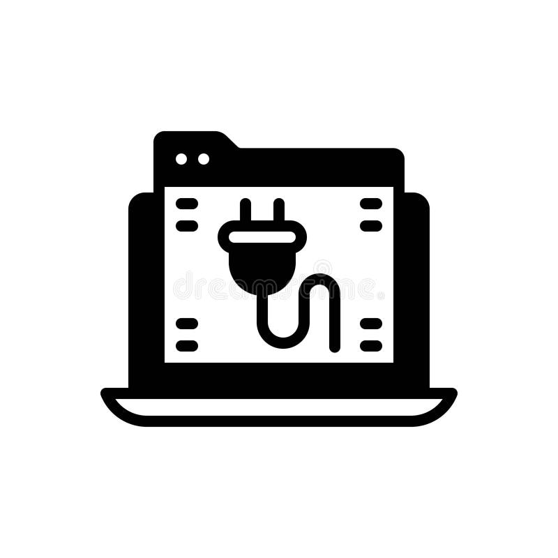 Black Solid Icon for Plugin, Plug and Adapter Stock Vector ...