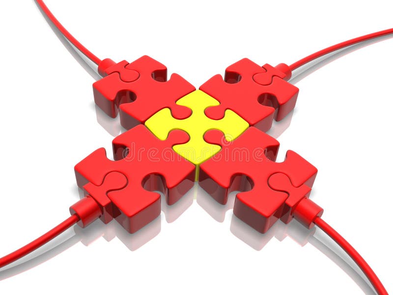 A Piece of the Puzzle Connected with Four Wires Co Stock Photo ...