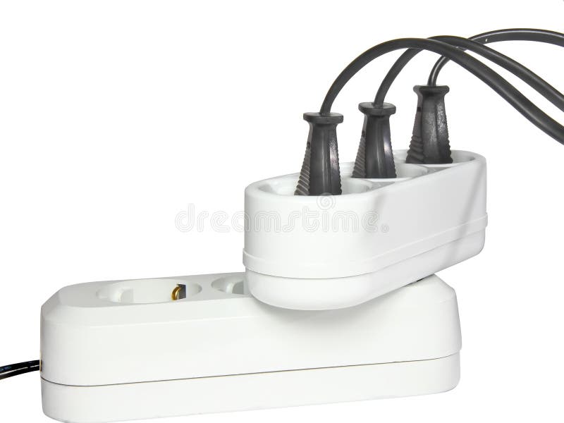 Plugs in Electric Socket. Isolated Stock Image - Image of cable, flex ...
