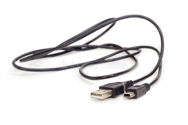 Plugs USB and Mini-USB on Ends of Cable Closeup Stock Photo - Image of ...