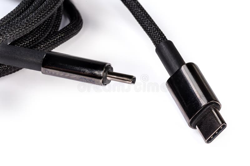 Plugs USB Type-C at the Edges of Braided Cable Stock Photo - Image of ...