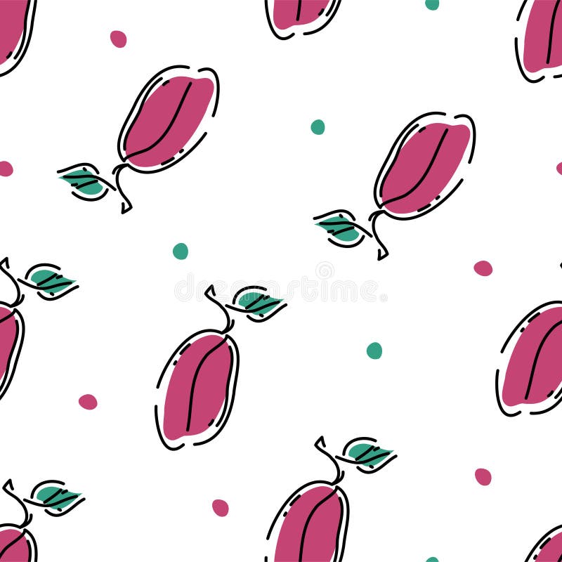 Plum Abstract Seamless Hand-drawn Pattern. Vector Background. Stock ...