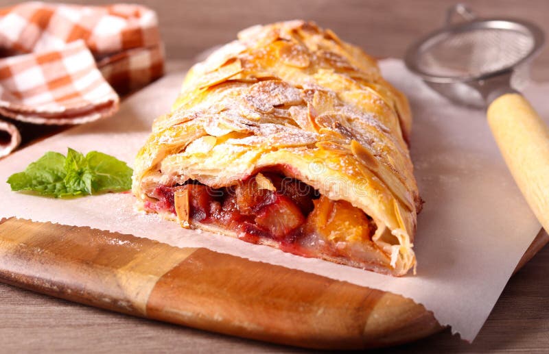 Plum and Almond Puff Pastry Strudel Stock Photo - Image of bread ...