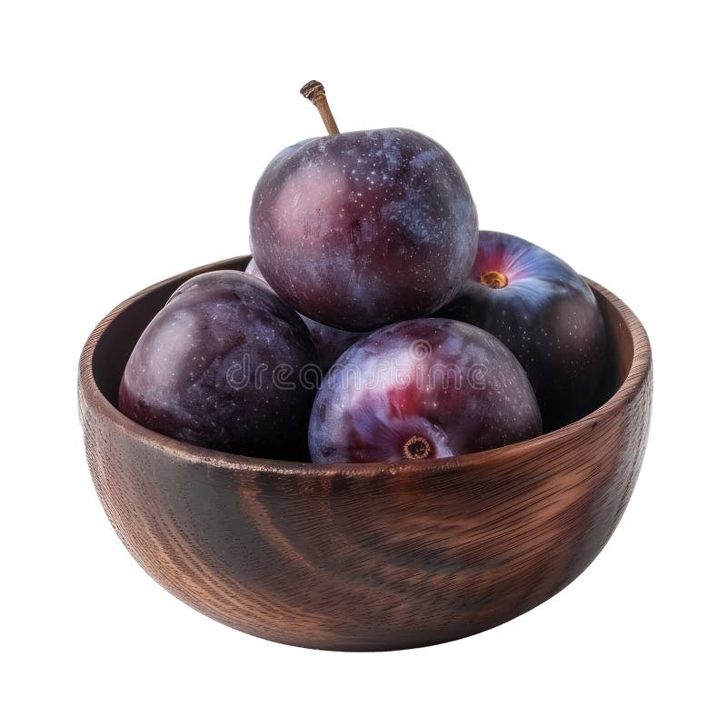 Plum in a Bowl Front View Isolate Stock Illustration - Illustration of ...