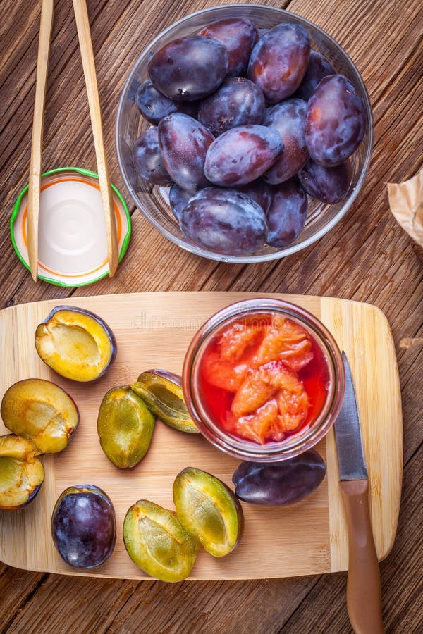 Plum compote in jar. stock photo. Image of drink, juicy - 23792432