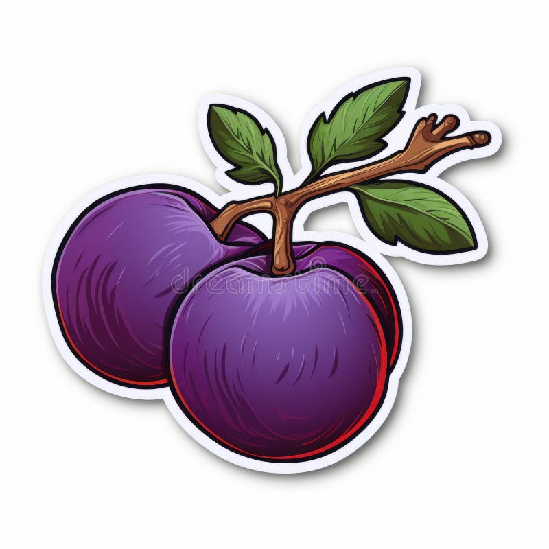 Playful Purple Plum Sticker - Vector Illustration Stock Illustration ...