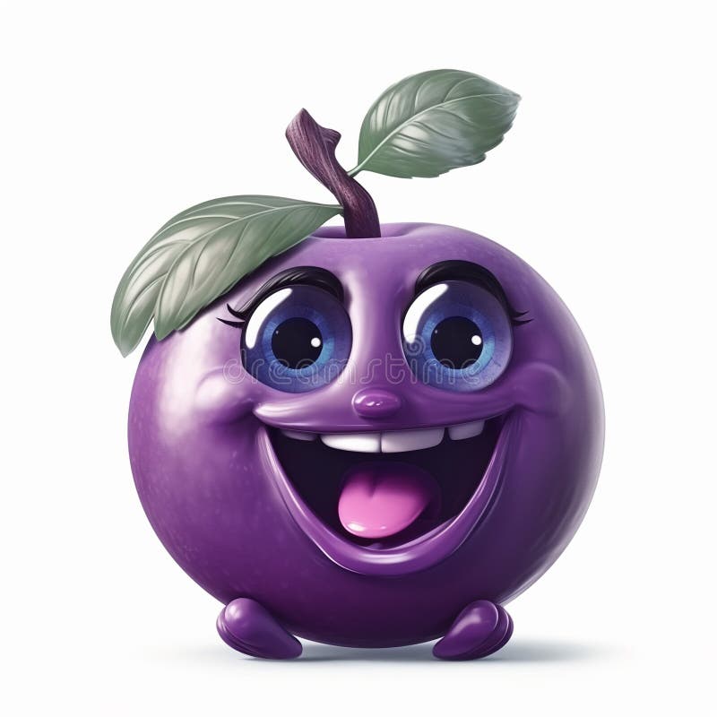 Plum Fun: a Playful Fruit with a Joyful Smile. Generated AI. Stock ...