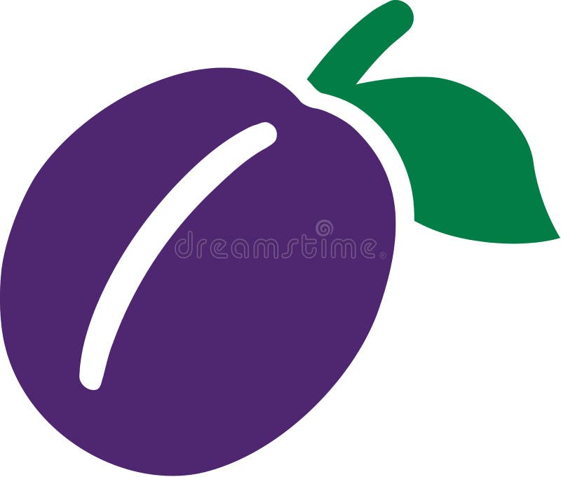 Plum with green leaf stock vector. Illustration of sweet - 107166403