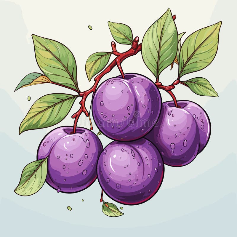 Plum. Plum Hand-drawn Comic Illustration. Vector Doodle Style Cartoon ...