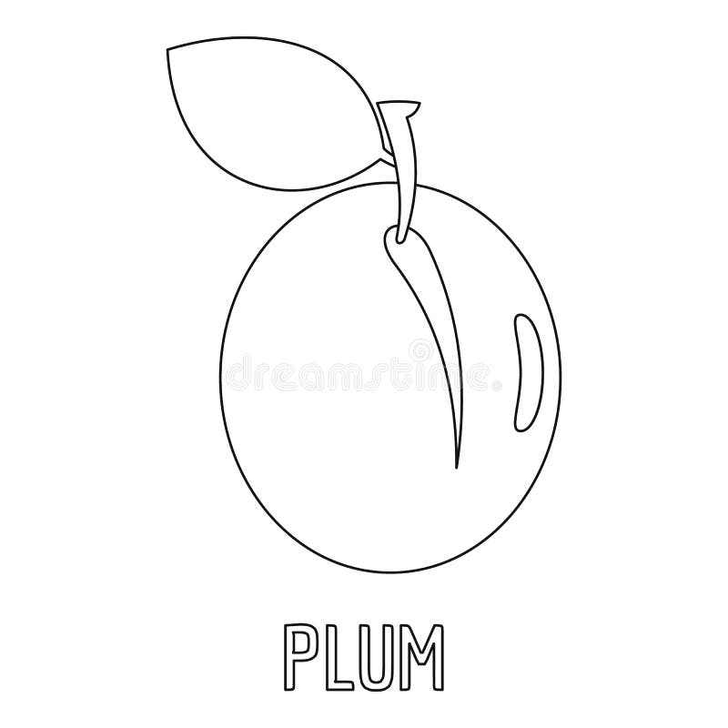 Plum icon, outline style. stock vector. Illustration of fruit - 106969768