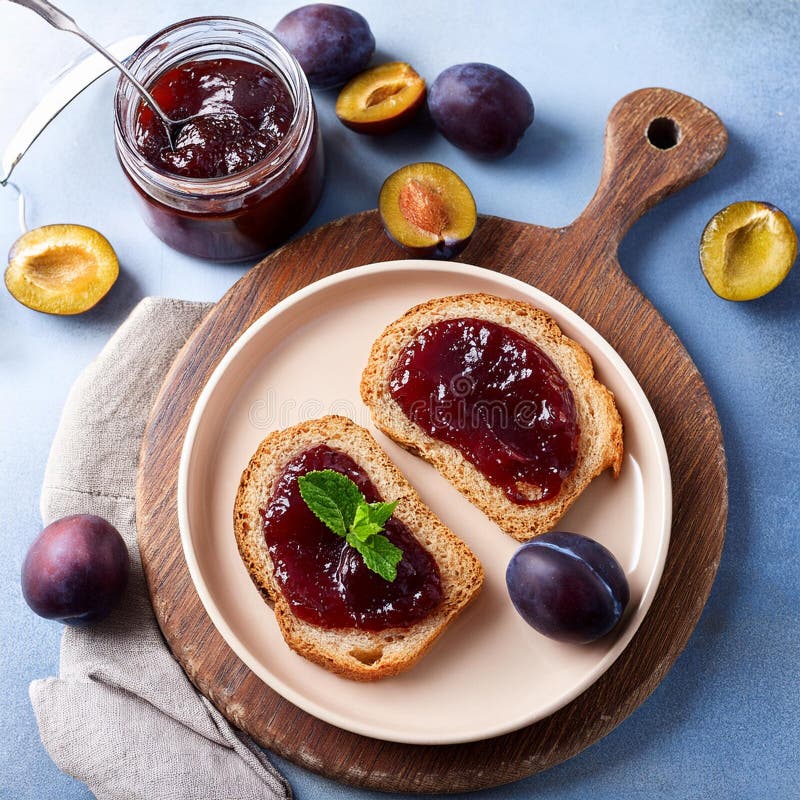 Plum jam, AI generated stock illustration. Illustration of veganism ...