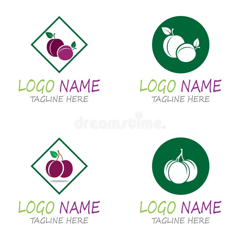 Plum Logo Vector Icon Design Template Stock Vector - Illustration of ...