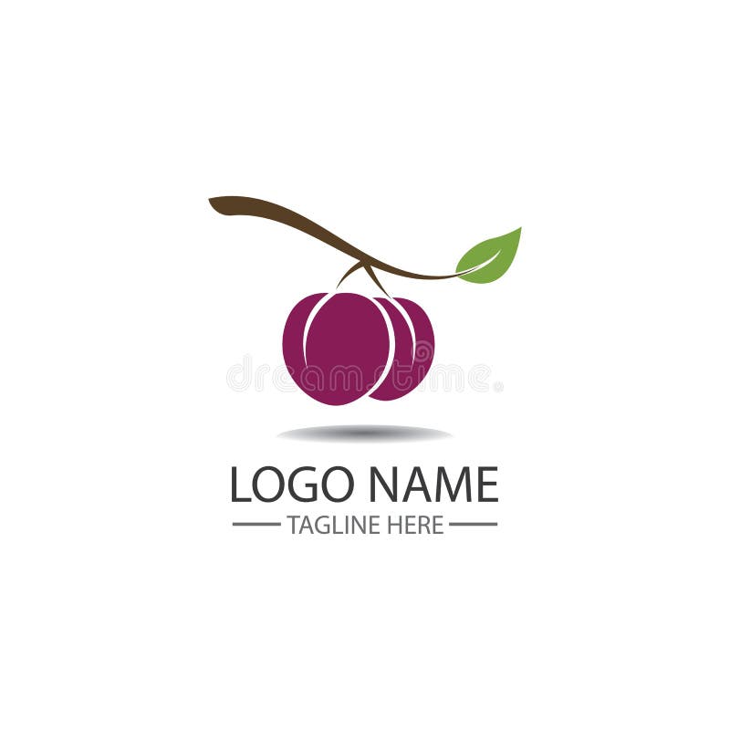 Plum Logo Vector Icon Design Template. Stock Vector - Illustration of ...