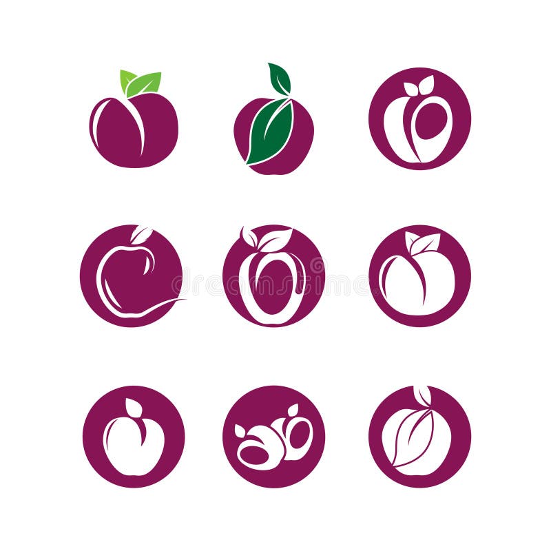 Plum Logo Vector Icon Design Template Stock Vector - Illustration of ...