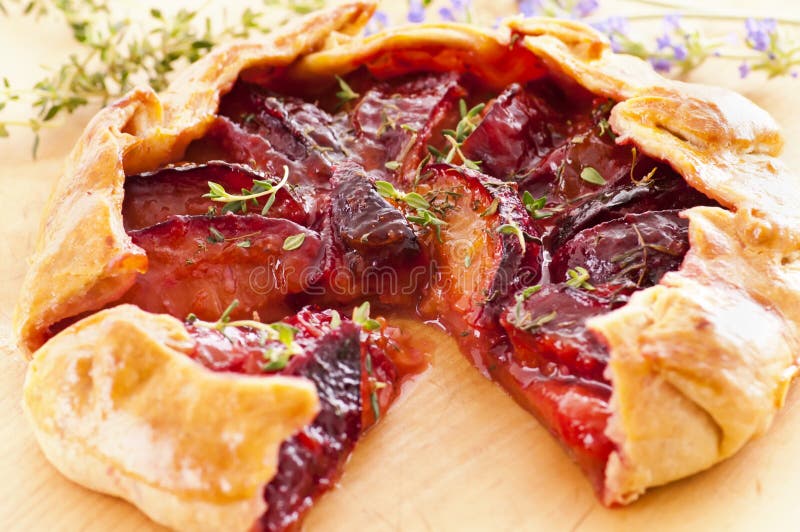 Plum pie stock image. Image of green, dish, baked, cake - 25591341