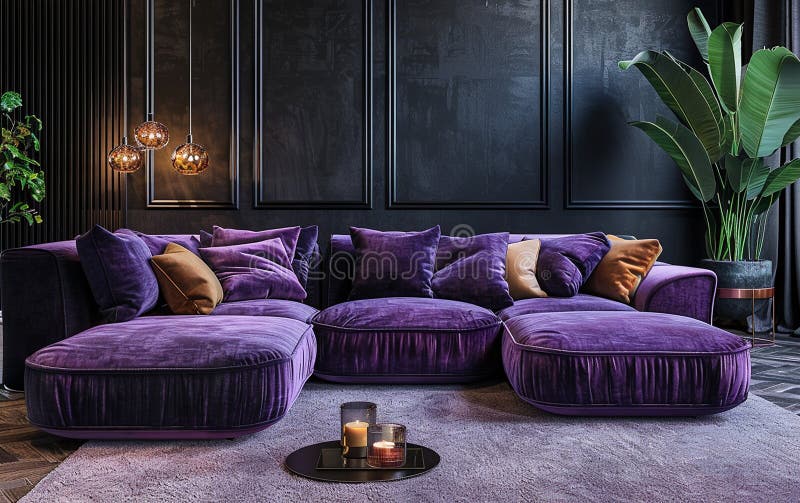 Plum Sofa Image -Generative Ai Stock Image - Image of comfort, style ...