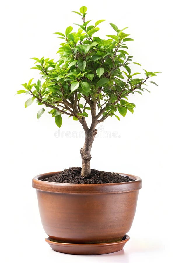 Plum tree sapling in a pot stock illustration. Illustration of fresh ...