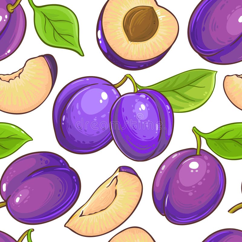 Plum vector pattern stock vector. Illustration of healthy - 136599813