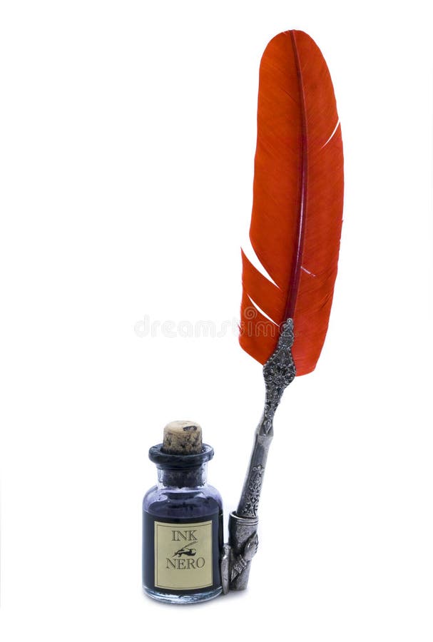 Pluma antigua con tinta imagen de archivo. Imagen de carta - 9735339