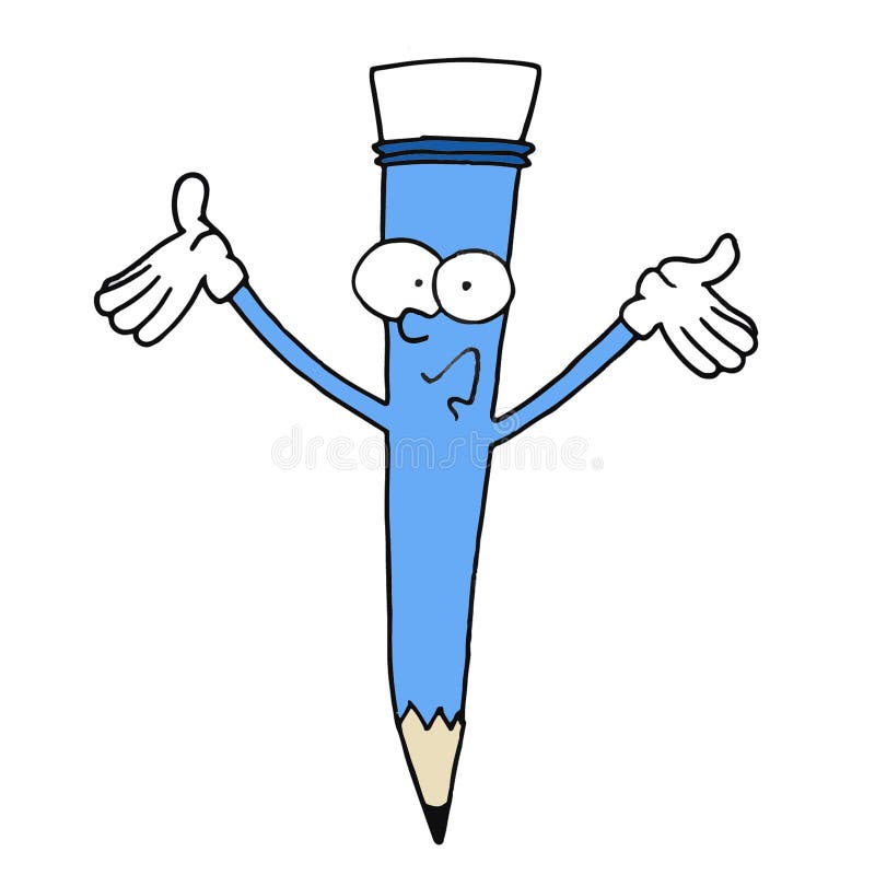 Pluma azul feliz stock de ilustración. Ilustración de muchacho - 96497707