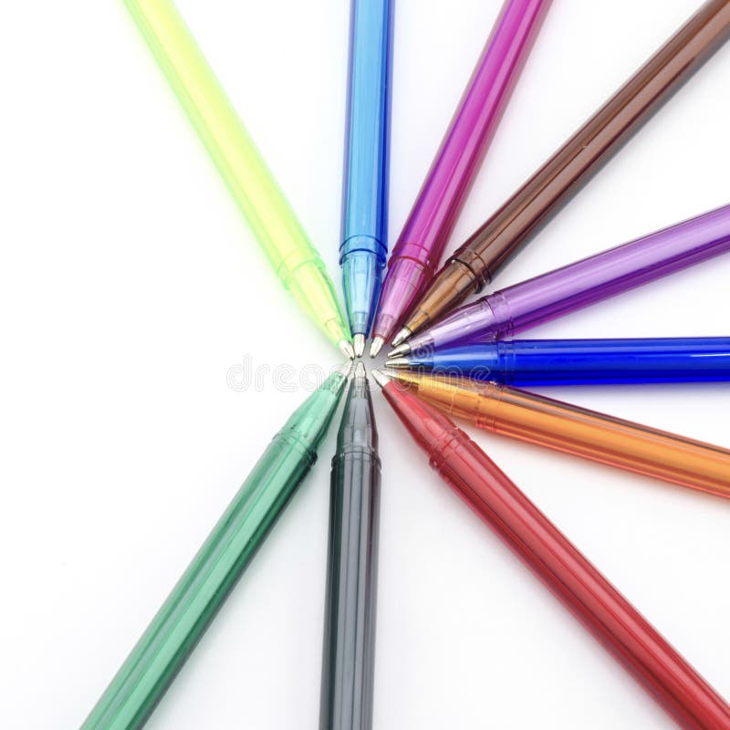 Pluma Colorida Aislada En Blanco Imagen de archivo - Imagen de escuela ...