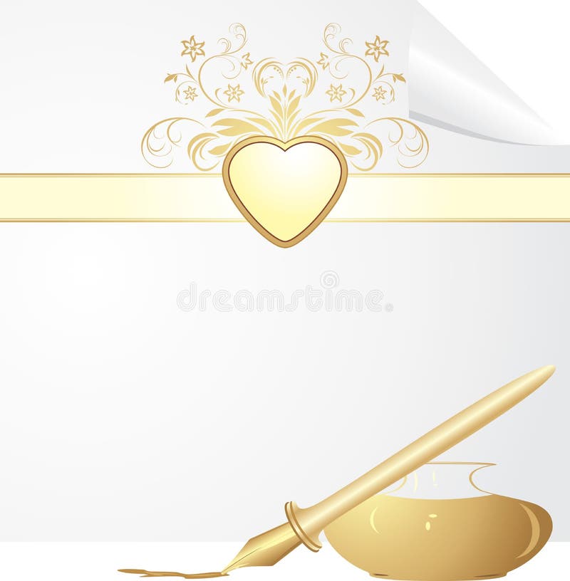 Pluma E Inkwell De La Pluma. Espacio En Blanco Festivo Ilustración del ...