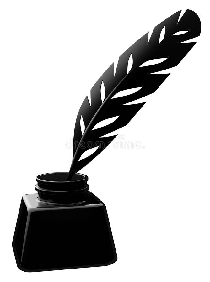Pluma en un tintero stock de ilustración. Ilustración de escritura ...