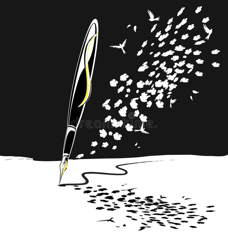 Pluma Negro-blanca Abstracta De La Escritura Ilustración del Vector ...