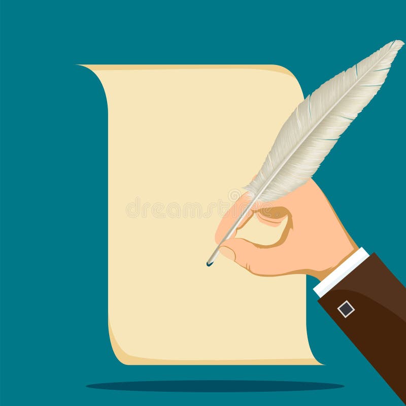 Pluma y una hoja de papel ilustración del vector. Ilustración de papel ...