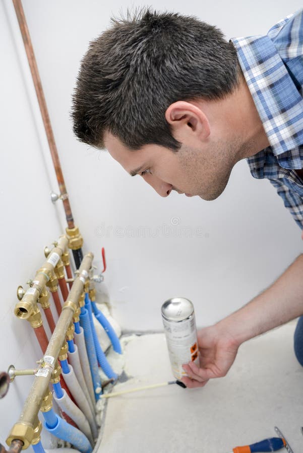 Plumber Checking Piping System Stock Image - Image of repair, comfort ...
