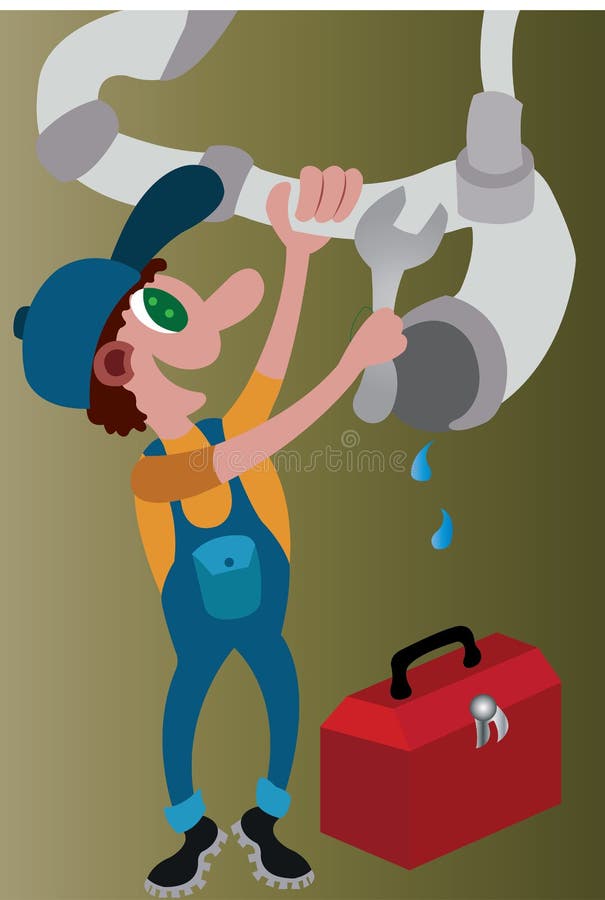 Plumber Fixing A Water Leak Stock Illustration - Illustration of ... Plumber Fixing A Water Leak Stock Illustration - Illustration of ...