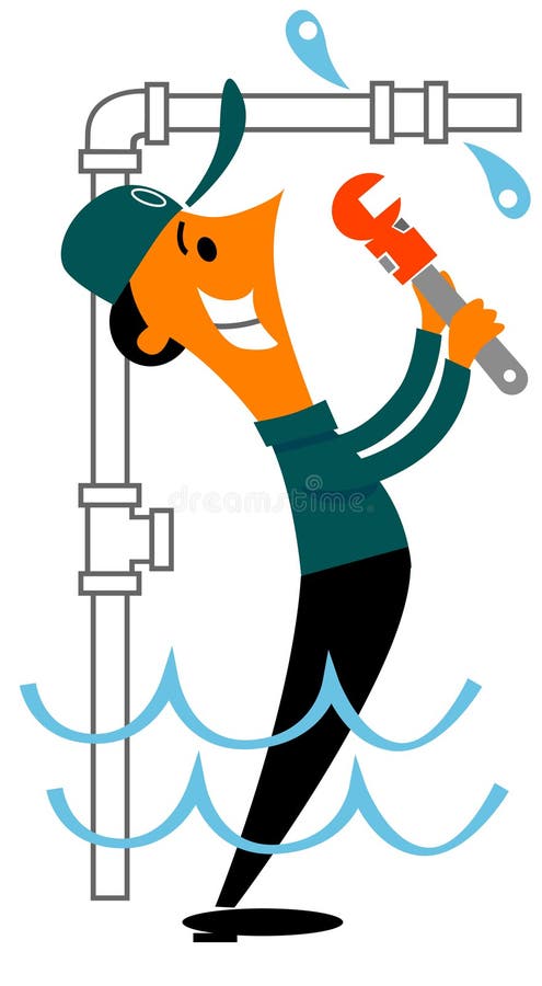 Plumber Fixing a Water Leak Stock Illustration - Illustration of carry ...
